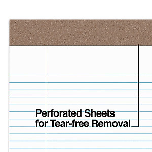 STAPLES 100% Recycled 8 1/2" x 11 3/4", White, Perforated Notepads, Narrow Ruled, 12/Pack