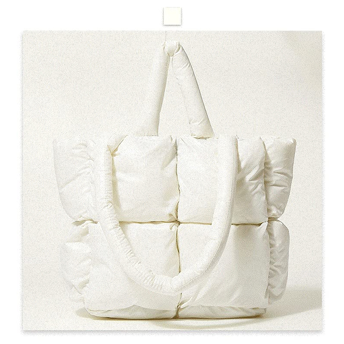 ZOSIVEB Large Puffer Tote Bag Winter Soft Puffer Down Padding Shoulder Bags Trendy Luxury Quilted Padded Handbags for Women (White)