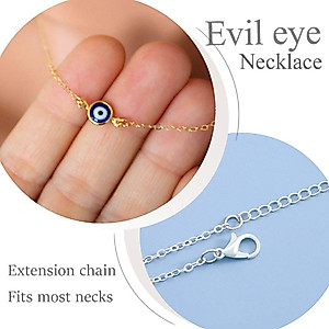 GENBREE Boho Choker Necklace Evil Eye Necklaces Chain Short Jewelry for Women (Blue)