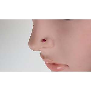 Demira Jewels Handcrafted Natural solitaire Red Ruby in 14K Yellow Gold with 8MM Post Lenght and 16 Gauge Thickness Long Screw Back.