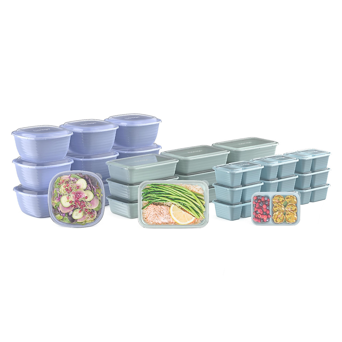 Bentgo® Prep 60-Piece Variety Meal Prep Kit - Reusable Food Containers 1-Compartment Trays, Prep Bowls, & Snack Boxes for Healthy Eating - Microwave, Freezer, & Dishwasher Safe (Floral Pastels)