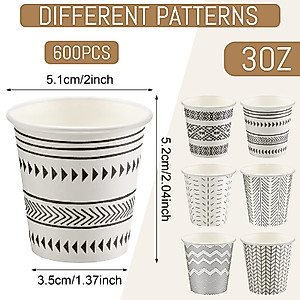 600 Pack Disposable 3 oz Paper Cups, Mouthwash Small Tasting Cups Bathroom Paper Coffee Cold Beverage Drinking Cup for Picnic, BBQ, Party, Travel and Event (Stylish)