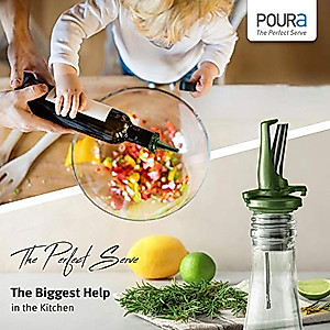 AIRTIGHT Olive Oil Spout for Olive Oil Dispenser - UK Patented Oil Pourer - Hygienic One Handed Open Close Mechanism Keeps Oil Fresh. Dust Caps | Pour Spout Cover | Screens Alternative - Green 2 PCs