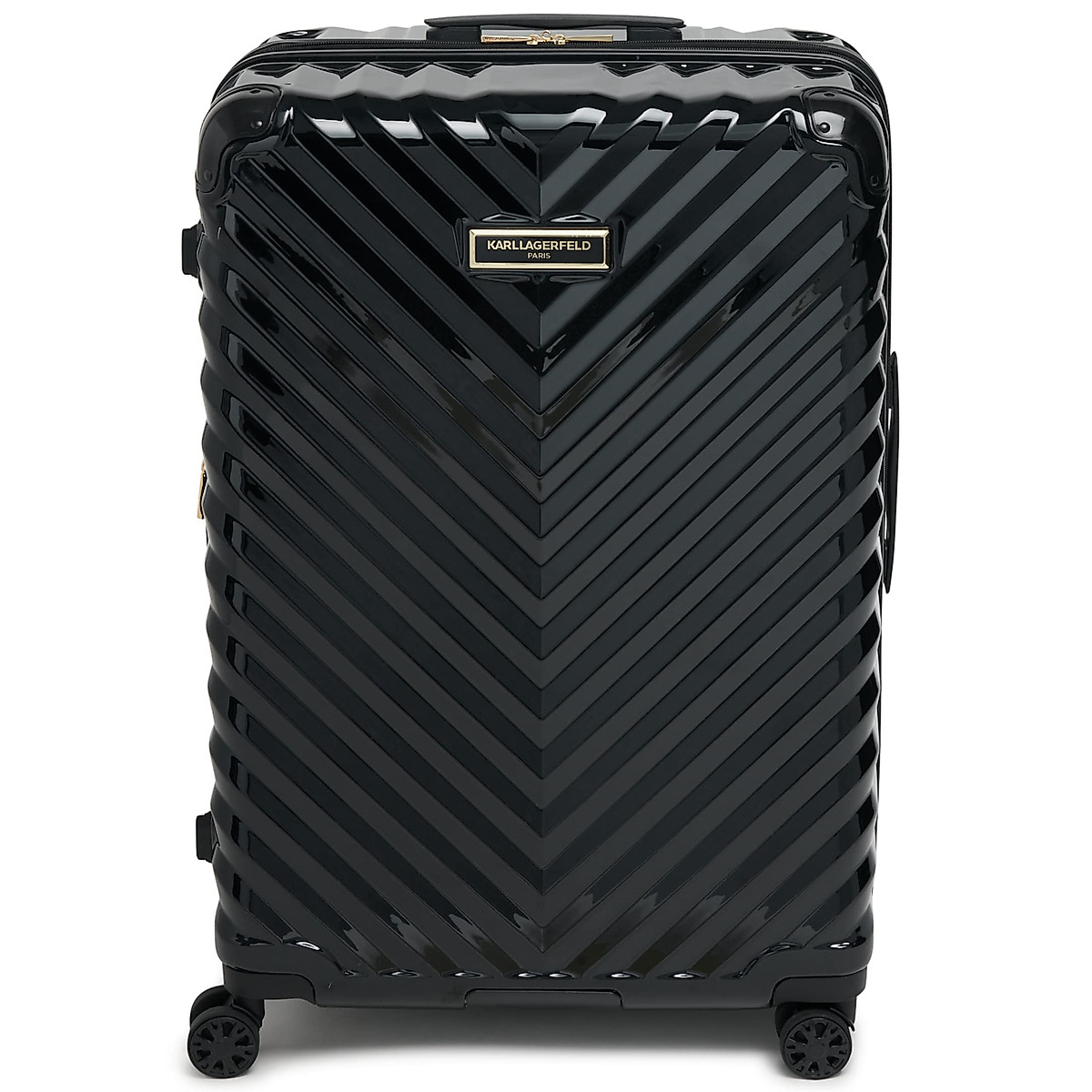 Karl Lagerfeld Paris Women's Suitcase Spinner Wheels Hardside, Deep Black, One Size