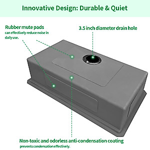 EcoChannels Undermount Kitchen Sink, 33 x 19 Inch Sink Kitchen 16 Gauge Stainless Steel Kitchen Sinks Single Bowl Workstation Sink with Cutting Board
