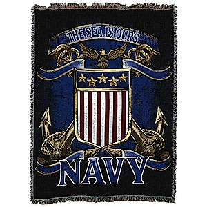 Pure Country Weavers PCW - US Navy - The Sea is Ours 3 Blanket - Gift Military Tapestry Throw Woven from Cotton - Made in The USA (72x54)