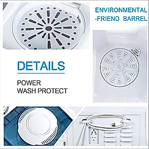 Mini Compact Washing Machine, Anpuce Portable Tub Laundry Washer 21lbs Washer(14.4Lbs) and Spinner(6.6Lbs), Cycle Combo Built-in Drain Pump/Semi-Automatic, for Camping, Apartments, Dorms, College Rooms, RV’s White&Blue