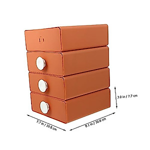 HONMEET 4pcs Drawer Storage Box Dresser Drawers Storage Pull Out Drawers Cosmetic Organizer Countertop Drawer Vanity Organizer Desktop Drawers Storage Rack Organizer Mini Drawer Orange Pp
