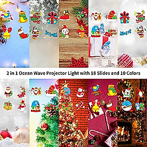 Christmas Projector Lights Nativity Outdoor Indoor Holiday 2-in-1 Ocean Wave 18 Slides LED Projection Light Remote Control Waterproof for Xmas Landscape Theme Holidays Halloween Parties