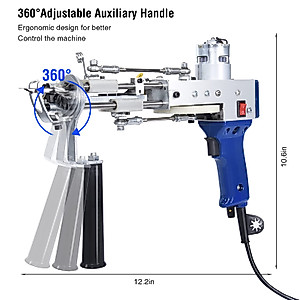 Cut Pile Rug Tufting Gun, Electric Carpet Weaving Flocking Machine Handheld Knitting Rug Gun Machine Starter Kit 100V-240V 7-19mm