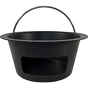 KAMaster Carbon Steel Ash Can with Handle for Kamado Classic Joe,Ash Pot Must Have for Kamado Accessories Charcoal Basket Folding Handle Ash Collector for Grill Classic Series and Other Similar Size