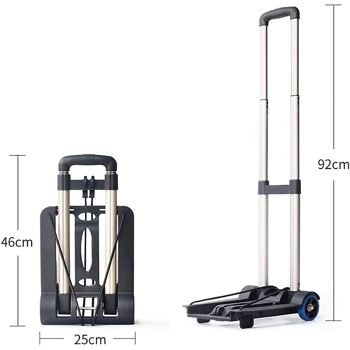 BAUBUY Small Hand Truck for Elderly Lightweight Foldable Shopping Cart with Wheels Portable Aluminum Alloy Trolley Luggage Cart