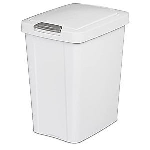 Sterilite 10438004 7.5GAL28L WHT Touch Can, 7.5 Gallon, White