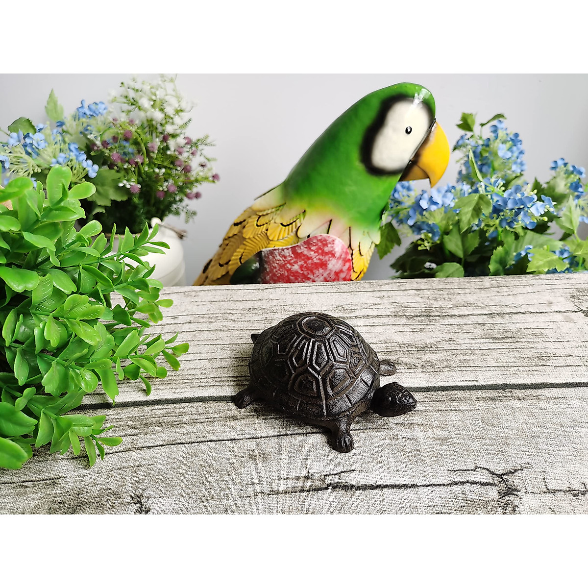 BSTGIFTS Cast Iron Turtle Key Hider - Spare Key Holder - Garden Decoration Turtle, Jewelry Trinkets Box for Key, Ear Studs, Ring, Paper Clip (Antique Brown)…