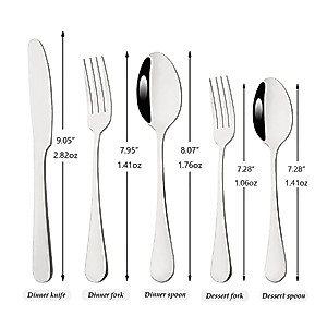 Snplowum 35-Piece Mirror Silver Flatware Set, 18/0 Stainless Steel Cutlery Set With Seriving Utensils For 6, Home Restaurant Silverware Set With Cake Knife, Colander, Soup Spoon, Dishwasher Safe