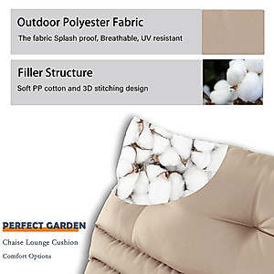 PERFECT GARDEN Chaise Lounge Cushion Outdoor Waterproof Patio Foldable Furniture Lounge Chair Cushions for Garden Patio Pool 76 * 23inch(Khaki, 2-Pcs Set)