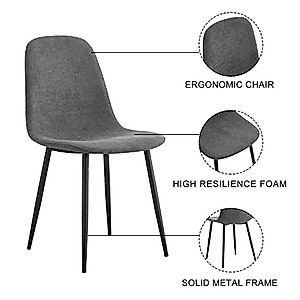 Round Dining Table Set for 4,White Wooden Kitchen Table and Chairs for Small Dining Room, Marble-Like Table Top with Metal Legs,5 Pieces Modern kitchen & dining room sets, Perfect for Dining Room