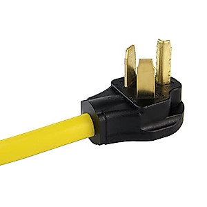 PLIS 10-30P to 6-50R Heavy Duty Generator Adapter,30 Amp Dryer Male Plug to 50 Amp Adapter,STW 10AWG*3C Generator Cord,3Prong,Yellow,1.5FT