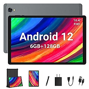 POWMUS Android 12 Tablet 10.4 inch Tablets, 6GB RAM 128GB ROM Tablet, 1TB Expand 8 Core Android Incell 1920 * 1200 IPS Tablet, 2.4G/5G WiFi, 8000mAh, Bluetooth 5.0, GPS, Dual Camera