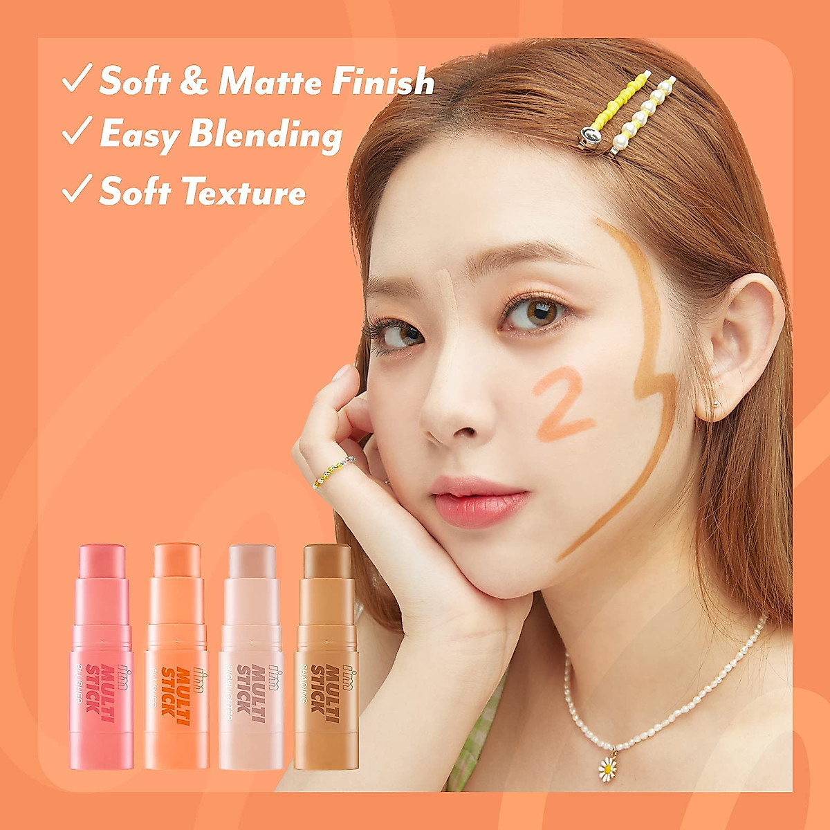 I'm Meme Highlighter Stick for Face - I'm Multi-stick | 001 Champagne Gold, 0.25 Oz + Eyeshadow Stick - I'm Stick Shadow Shimmer 001 Sugar Bling, 0.03 Oz Bundle