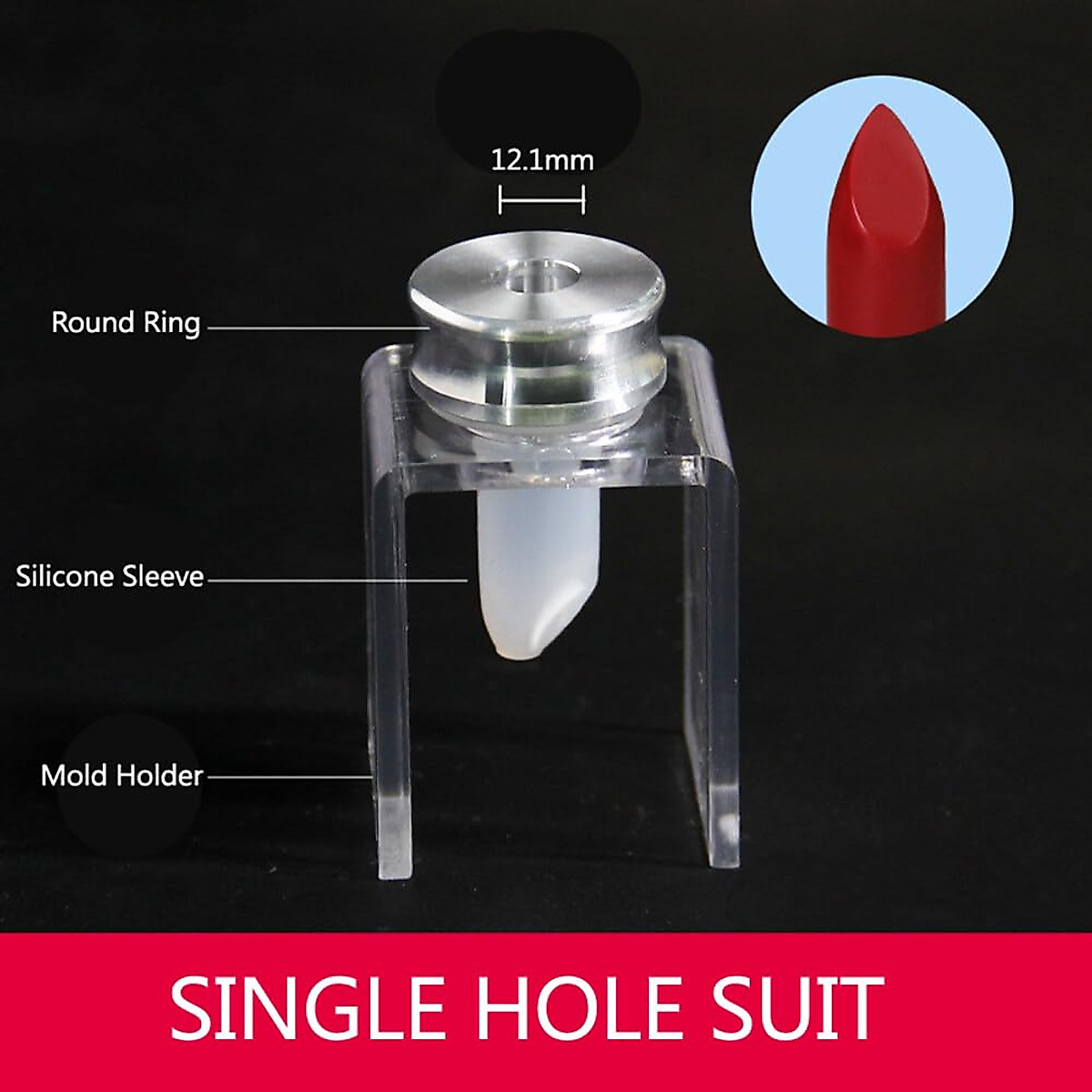 3 Set DIY Lipstick Mold Set Silicone Lipstick Making Mould Lip Balm Maker Cosmetic DIY Mold for 12.1mm Lipstick Tube