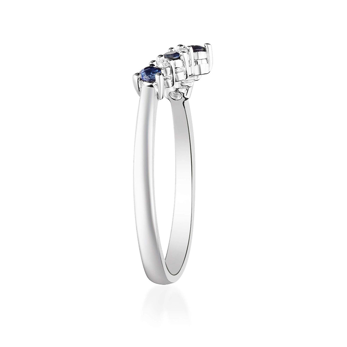 Gin & Grace 10K White Gold Genuine Blue Sapphire (I1,I2) (Size 7) Propose Promise Ring for Women
