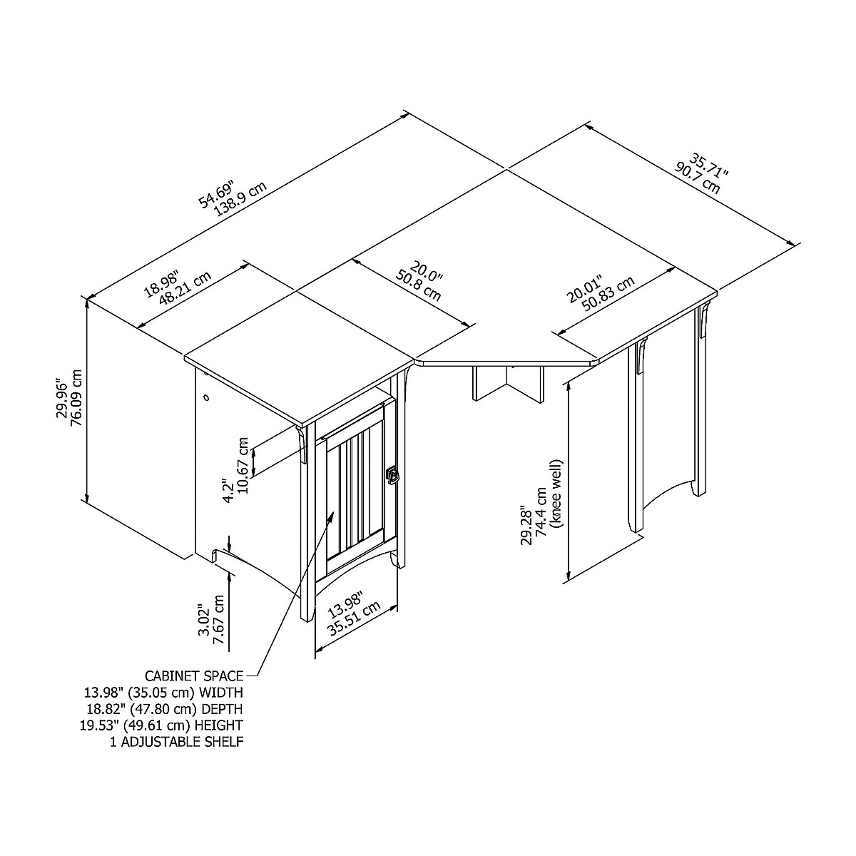 Bush Furniture Salinas 55 Inch W Corner Desk with Storage Cabinet, Cape Cod Gray (SAD155CG-03)