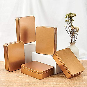 OLYCRAFT 5pcs Rectangular Tin Box Matte Gold Metal Tin Box with Lids Tinplate Boxes Mini Portable Box Containers for Beads Jewelry Storage Valentine's Day Easter Decoration 6.0x4.4x1.6 Inch