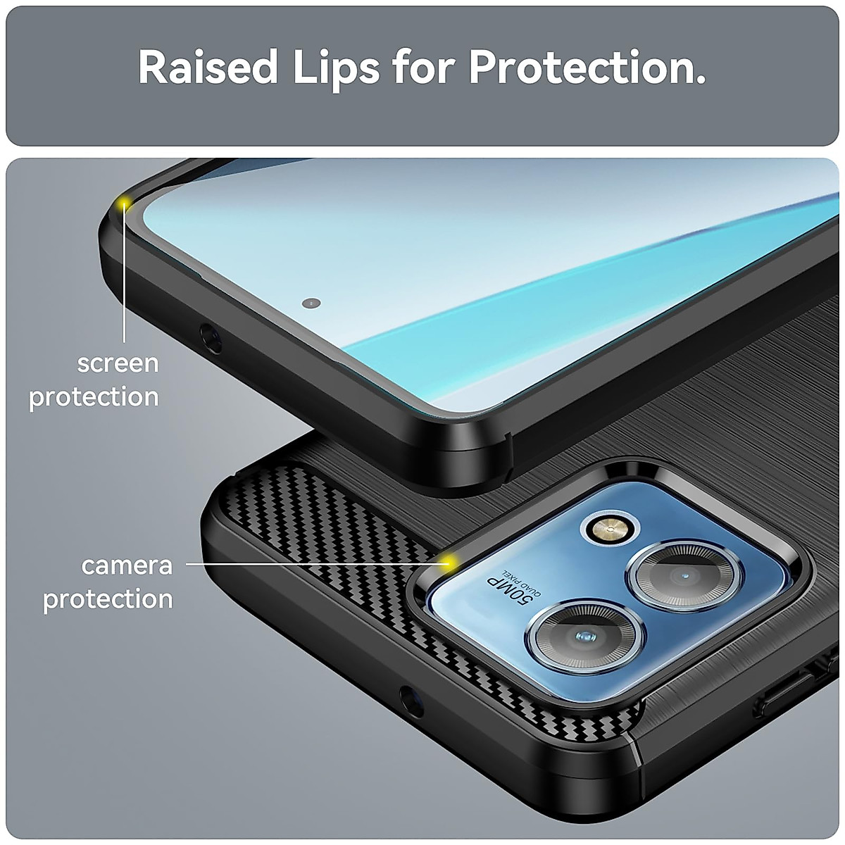 Osophter for Moto G Stylus 2023 Phone Case: with 2pcs Screen Protector Shock-Absorption Flexible TPU Rubber Protective Cover for Motorola G Stylus 2023 4G(Black)