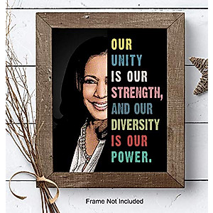 Kamala Harris Madam Vice President Inspirational Quotes Wall Art for African American Women, Girls - Political Gifts - Patriotic Decor - Feminism Feminist Gifts - 8x10 African American Wall Art