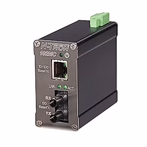 Red Lion Controls/N-Tron 102MC-ST-MDR 10/100BaseTX to 100BaseFX Media Converter, Multimode, ST Style Connector, Metal DIN Rail Connector