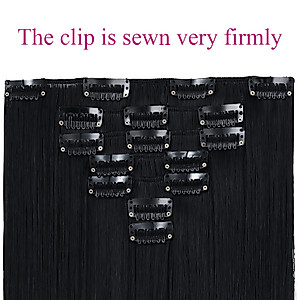 SYXLCYGG Black Hair Extension Clip Hair Extensions 22" 4.8 Oz Synthetic Straight Cheap Fake Hair Piece Women's Easy To Use Fluffy&Not Tangled