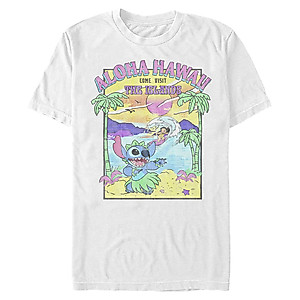 Disney Men's Lilo & Stitch Visit The Islands T-Shirt, White, X-Large
