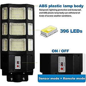 BLHKBAIKB Solar Street Light Outdoor,Dusk to Dawn Motion Sensor with Remote Control IP67 Waterproof Solar Outdoor Light for Parking Lot Backyard Street Garden Etc