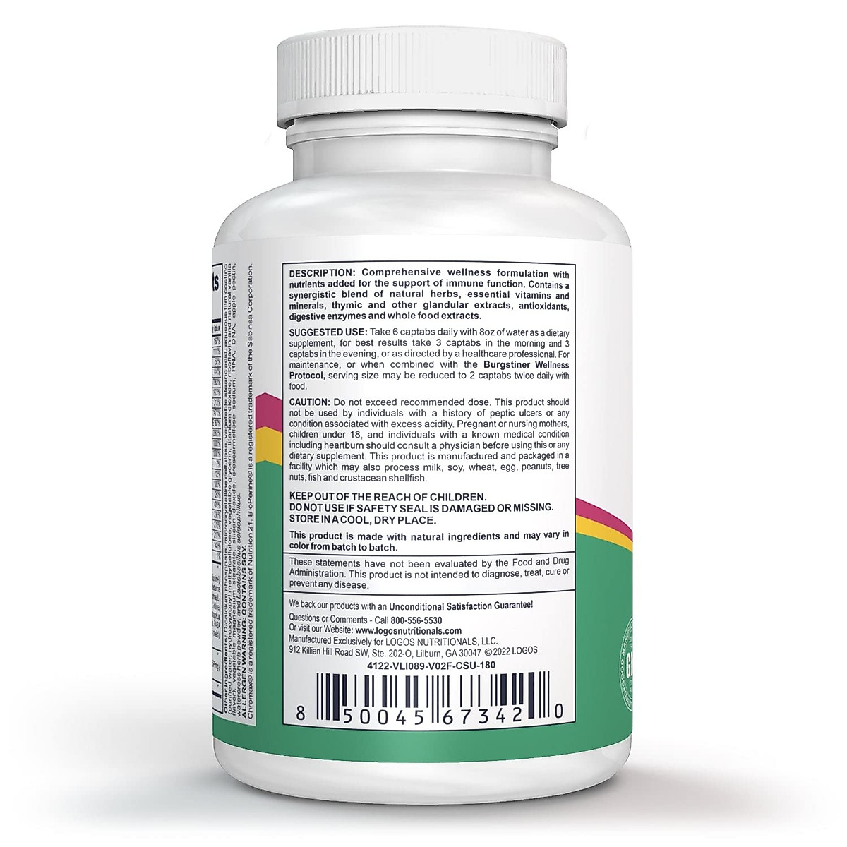 logos nutritionals Complete Thymic Formula™, Comprehensive Multivitamin & Multimineral with Thymus Glandular Extracts (180 Count (Pack of 1)