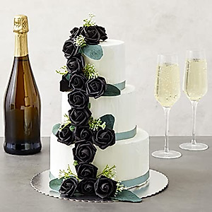 200 Pack Black Roses Artificial Flowers for Decoration, Stemless Fake Foam Rose Heads for Bridal Shower, Wedding (2 Inches)