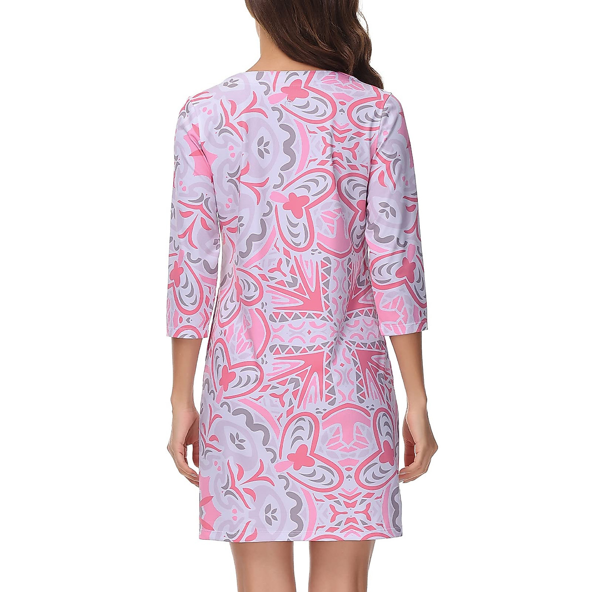 Lightbare Women’s 3/4 Sleeve Dress with Pockets UPF 50+ Casual Sun Dress Breathable Quick Dry for Beach Hiking Outdoors Party