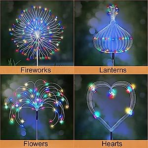 Nantala Solar Firework Lights, Outdoor Solar Garden Lights Waterproof,8 Lighting Modes 120 LED Twinkling and Steady, Suitable for Gardens, courtyards, Parties, Flowerbed (2 Pack, Colorful)
