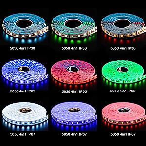 BTF-LIGHTING 5050 RGBW RGB+Cool White(6000K-7000K) 4 Colors in 1 LED 5m 16.4ft 60LEDs/m Multi-Colored LED Tape Lights IP30 Non-Waterproof Black 12mm PCB DC24V for Bedroom Kitchen Home Decoration