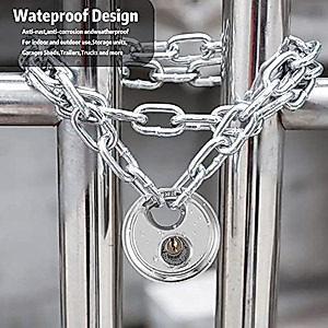 HonesaLoc Disc Padlock Outdoor, 2 Pack Heavy Duty Stainless Steel Discus Padlock, Waterproof Combo Gate Lock with Key for Storage Locker, Garages Warehouse, Sheds and Fence