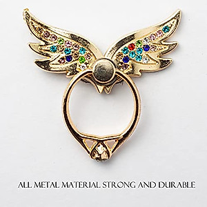 Angel Wings Glitter Bling Bling Phone Ring Holder, 2 Pack Sparkle Phone Ring Grip Artificial Diamond Stand,Rhinestone Cell Finger Ring for Phones,Pad