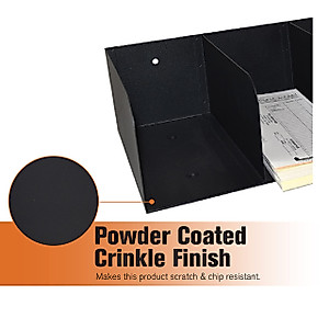 STEELMASTER by BankSupplies Steel Document Organizer | 4-Pockets | Black | Powder Coated Crinkle Finish | Scratch & Chip-Resistant | Check Separator, Deposit Slips, Letter Organizer, Money & Bills