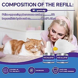 Woyamay Cat Calming Diffuser Kit - 3-in-1 Cat Pheromone Diffuser for Anxiety & Stress Relief-Includes 1 Diffuser and 2 Refill Vials (48ml Each)-Provides 60 Days of Comfort and Relaxation for Your Cat