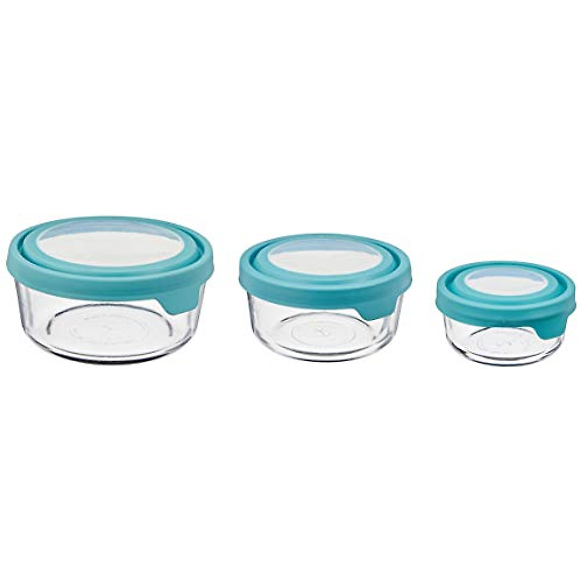 Anchor Hocking TrueSeal Round Glass Food Storage Containers with Airtight Lids, Mineral Blue, Set of 3