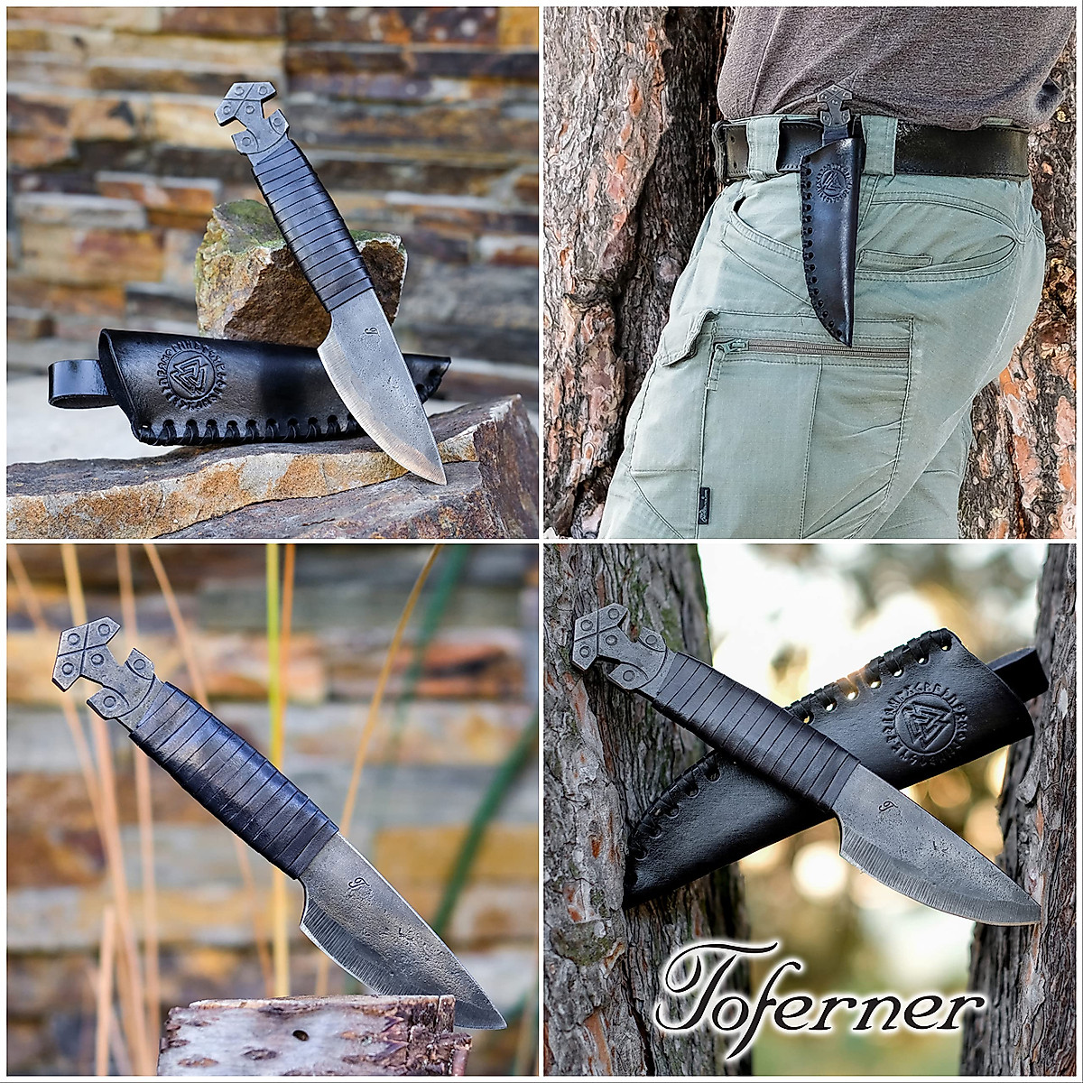 Toferner Viking Knife Thor 2, Norse Hand Forged Knife with Genuine Leather Case, Hardened Blade, Nordic Knife, Original Gift Idea for Men