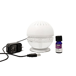 EcoGecko Pure H2O Mini Water Based Air Revitalizer, Air Freshener, Room Aromatizer, Aromatherapy, Aroma and Essential Oil Diffuser with 2 Bottles (10ML) Fragrant Lavender Oil, White