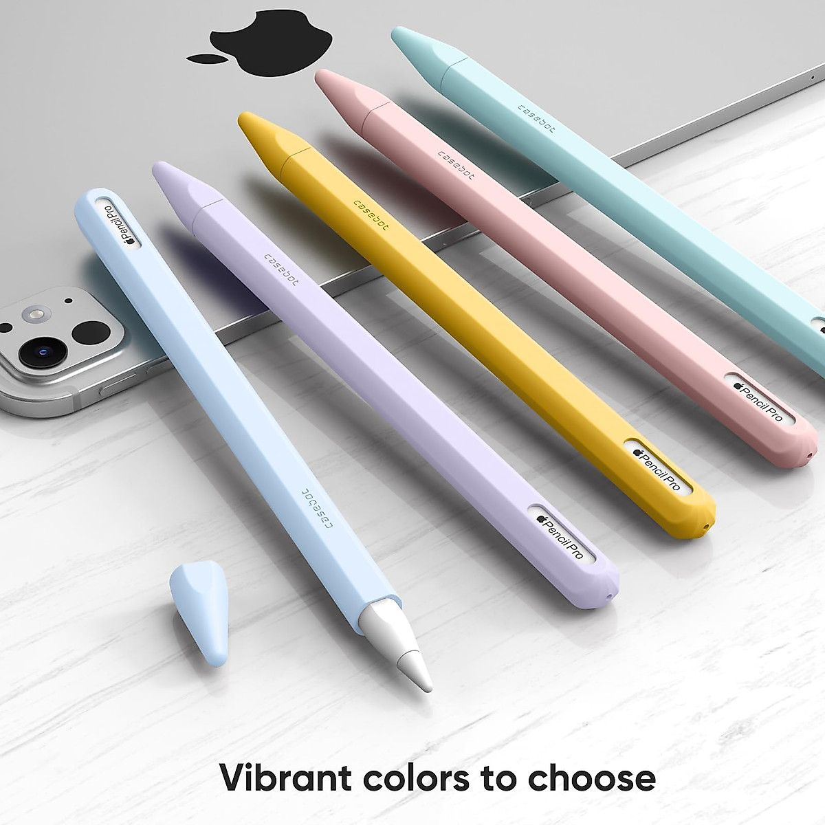 Fintie Silicone Sleeve for Apple Pencil Pro & Apple Pencil 2nd Generation, Light Pen Skin Case Cover Soft Protective Grip Holder with 2 Nib Covers Accessories, Sky Blue