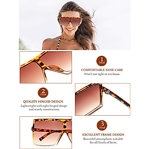 Frienda 6 Pieces Oversized Shades Square Top Sunglasses Square Oversized Sunglasses Fashion Shades for Women