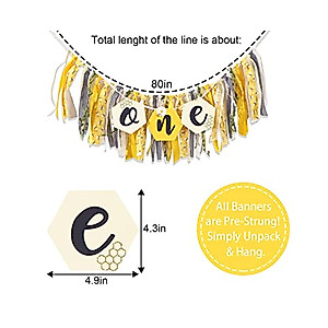 Bee Theme High Chair Banner for 1st Birthday - Happy 1st Bee Day Birthday Banner, First Birthday Decoration for Boys and Girls, Bumble Bee Themed Birthday Party Decoration