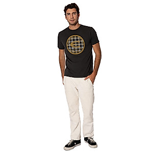 Emporia State University Official Plaid Badge Short Sleeve Mens Cotton T-Shirt,Black, Medium